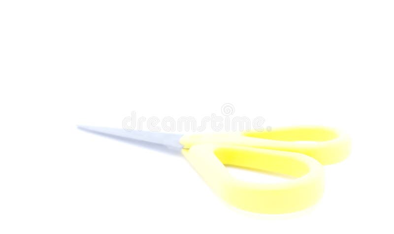 Scissors with Yellow Handle Isolated on White Stock Photo - Image of ...
