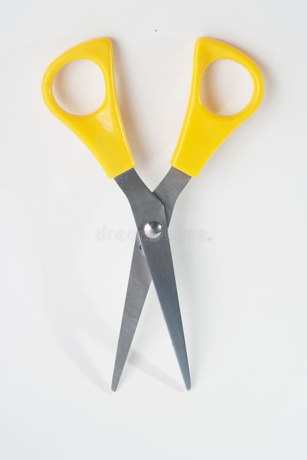 Scissors with Yellow Handles on White Background, Stock Image - Image ...