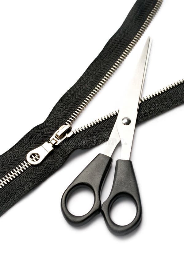 Scissors and zipper stock photo. Image of black, instrument - 16979968