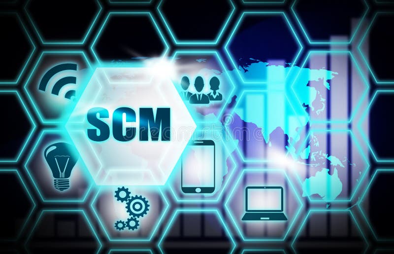 SCM Blue Background Model Concept Stock Illustration - Illustration of ...