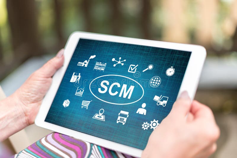Scm concept on a tablet stock photo. Image of relationship - 180359894