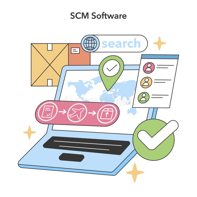 SCM Software Concept. Flat Vector Illustration Stock Vector ...