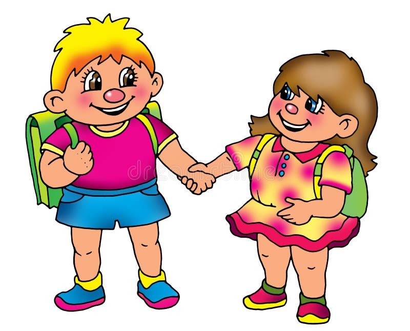 Scolaro e scolara insieme illustrazione di stock. Illustrazione di ...