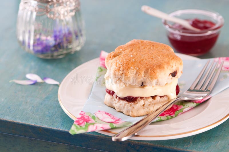 Cornish Scone with Cream and Jam Stock Image - Image of bake, food ...