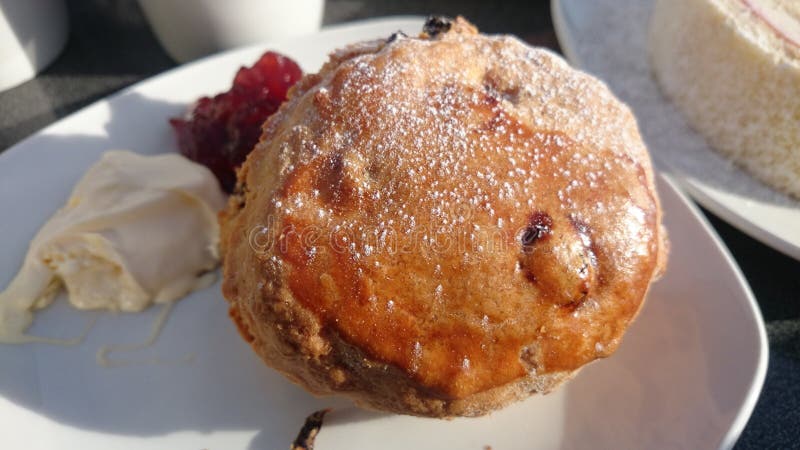Cornish Scone with Cream and Jam Stock Image - Image of bake, food ...
