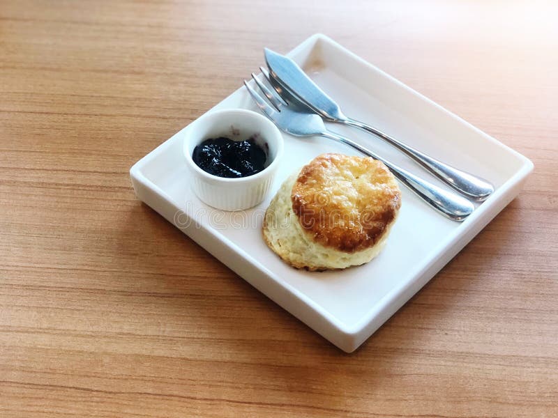 Scones,Scones with Berry Jam on the Wooden Table Natural Light Stock ...