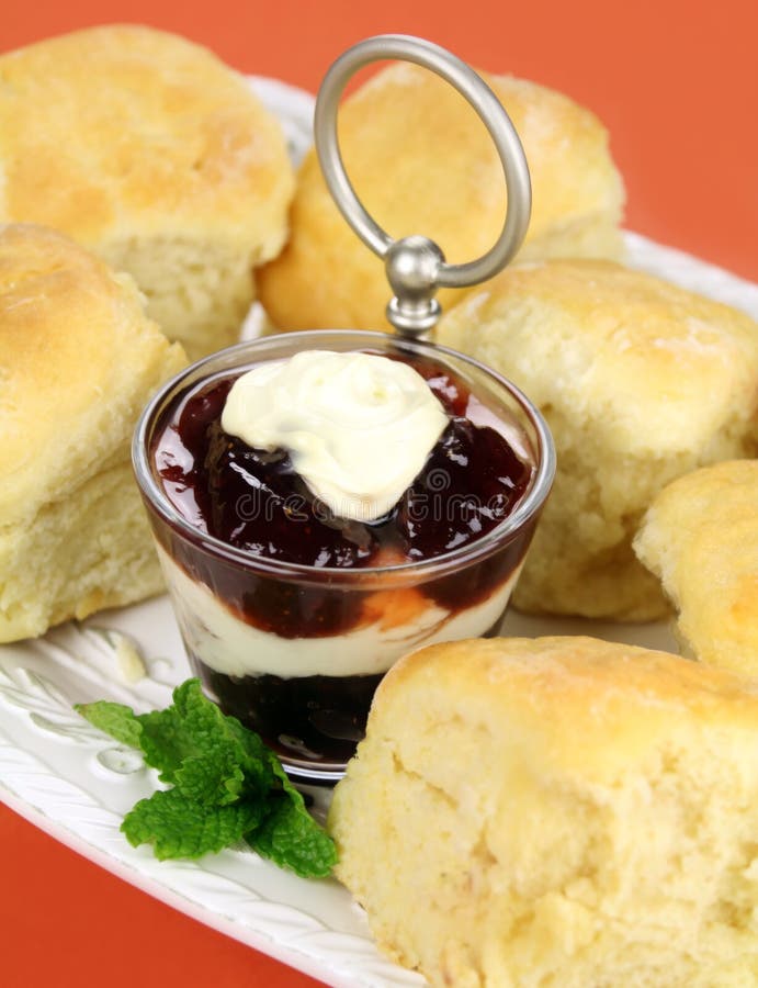 Scones Jam and Cream stock image. Image of garnish, mint - 16862347