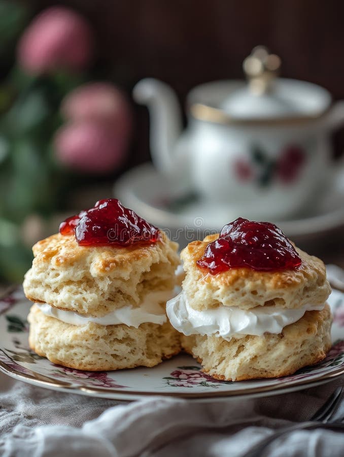 Scones Jam Cream Next Teapot Stock Photos - Free & Royalty-Free Stock ...