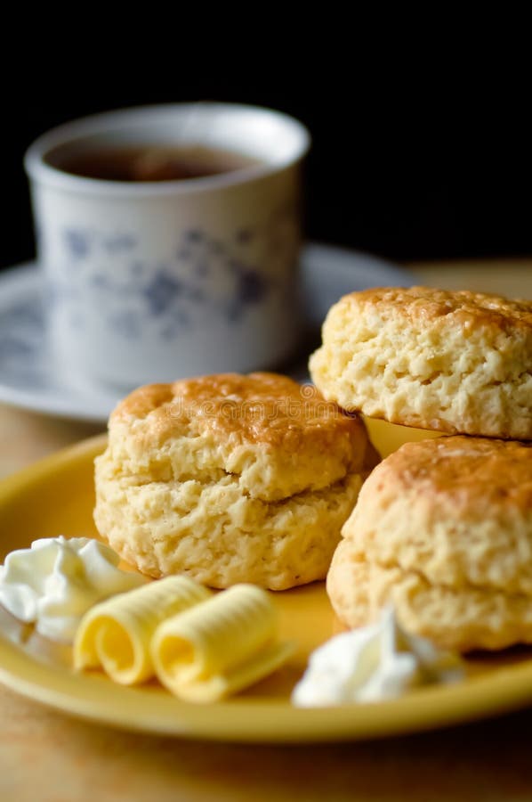 Scones and tea stock image. Image of cream, devonshire - 3754343