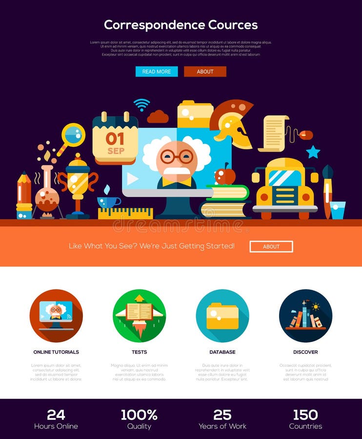 Scool, Education Website Header Banner with Webdesign Elements Stock ...