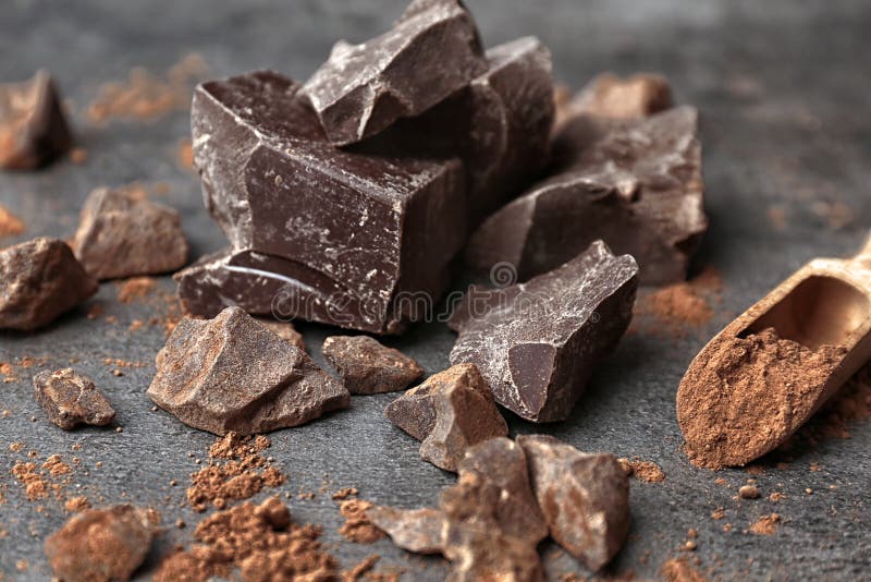 Scoop with Cocoa Powder and Tasty Chocolate Stock Photo - Image of ...