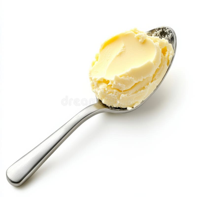 A Scoop of Creamy Butter, Isolated on a White Background, Highlighting ...
