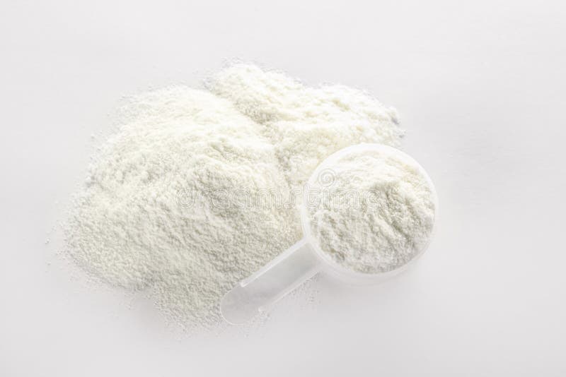Scoop and Pile of Protein Powder on White Background Stock Photo ...