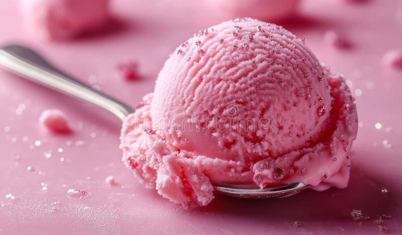 A Scoop of Pink Ice Cream on a Pink Table Stock Photo - Image of gelato ...