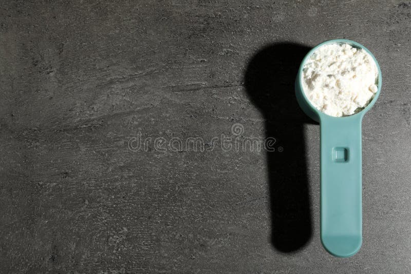 Scoop of Protein Powder on Grey Background Stock Photo - Image of ...