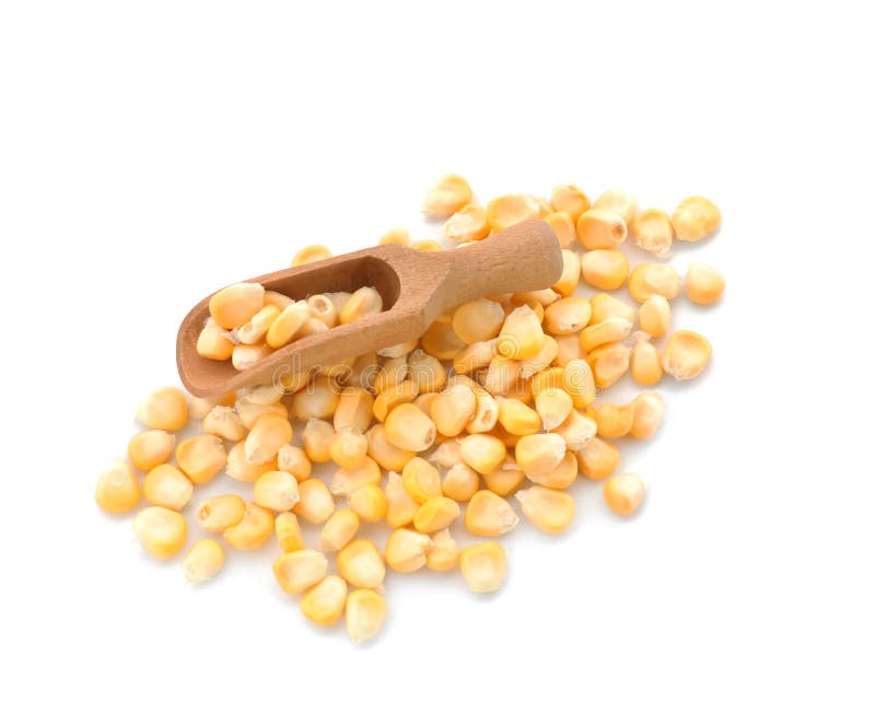 Scoop with Ripe Corn Kernels on White Background Stock Photo - Image of ...