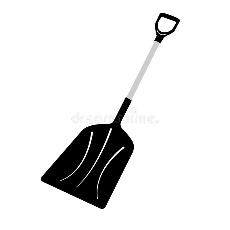 Scoop Shovel with Comfort Grip Handle Flat Outline Style Isolate on ...