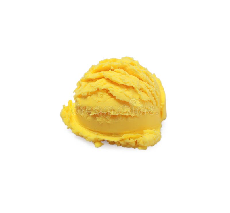Scoop of Tasty Yellow Ice Cream Isolated on White Stock Photo - Image ...