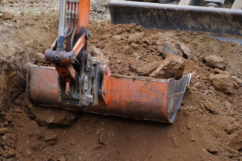 Scooping Up Dirt with a Digger Stock Image - Image of dump, foundation ...