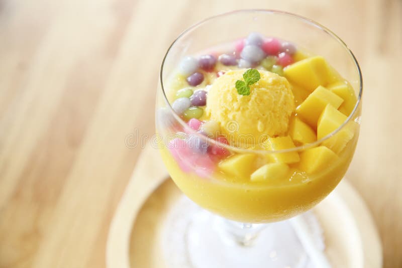 Scoops of Mango Ice Cream Fruit Stock Photo - Image of cream, detail ...