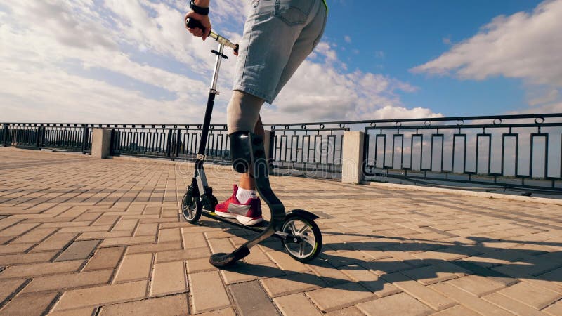 Person in Innovative Cybernetic Exoskeleton. 4K. Stock Footage - Video ...