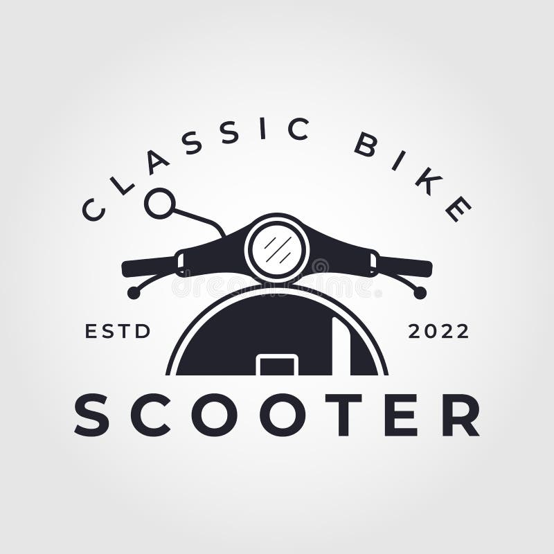Scooter Bike Logo Design. Retro Scooter Front View Vector Design Stock ...