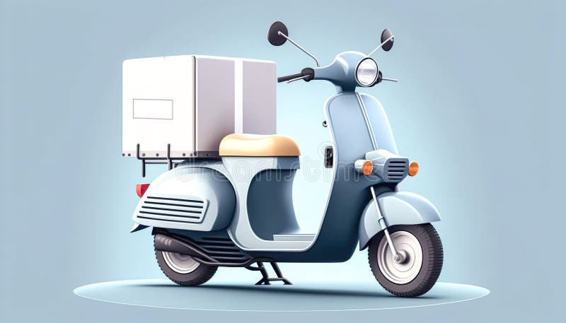Scooter and Cardboard Box, Delivery Concept, Generative AI. Stock ...