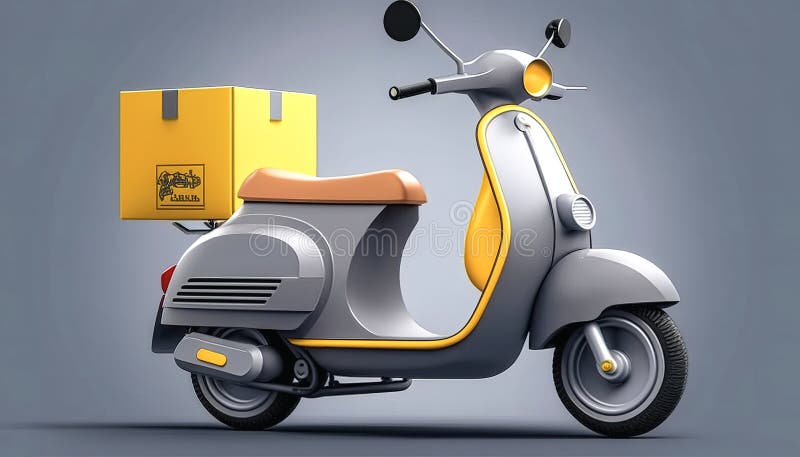 Scooter and Cardboard Box, Delivery Concept, Generative AI. Stock ...