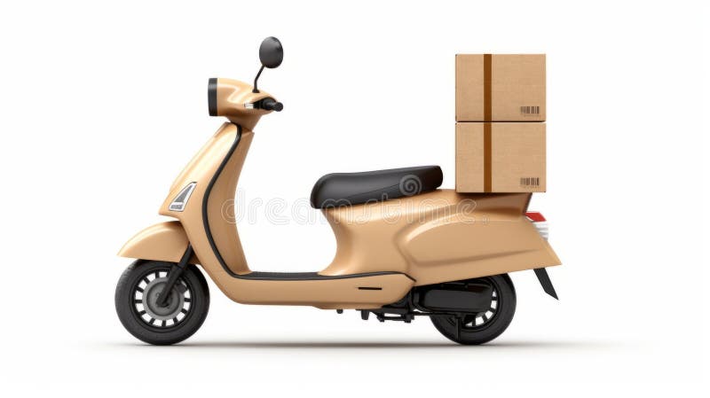 Scooter and Cardboard Boxes Delivery Concept. Generative AI Stock Photo ...