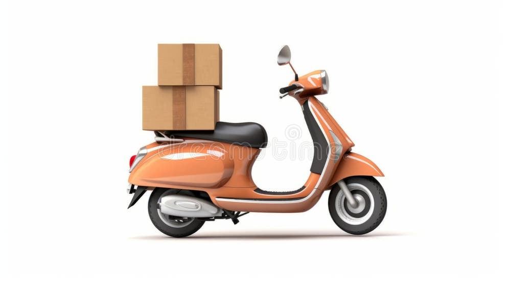 Scooter and Cardboard Boxes Delivery Concept. Generative AI Stock ...