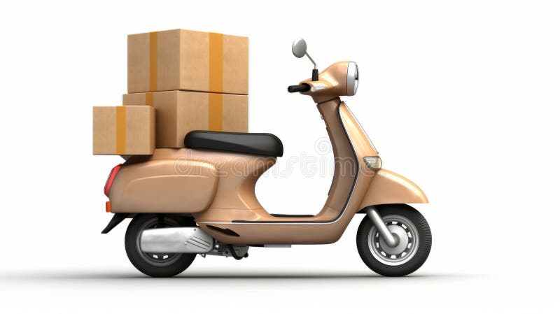 Scooter and Cardboard Boxes Delivery Concept. Generative AI Stock Photo ...
