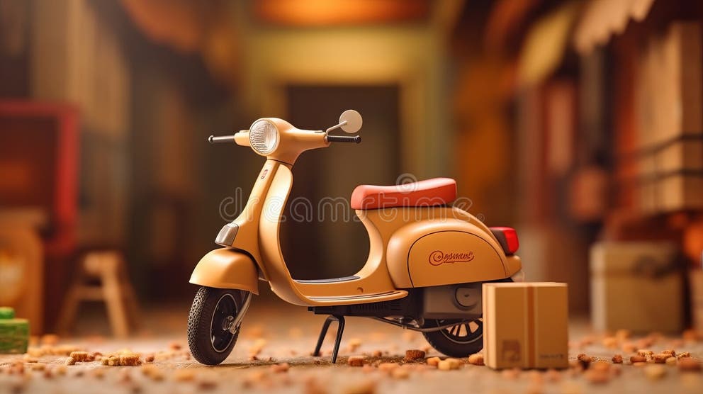 Scooter and Cardboard Boxes Delivery Concept. Generative AI Stock ...
