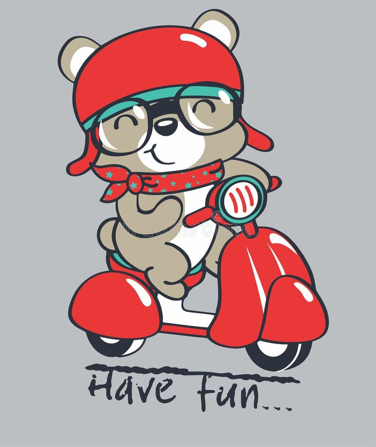 Scooter Cartoon Funny Print Vector Art Stock Vector - Illustration of ...