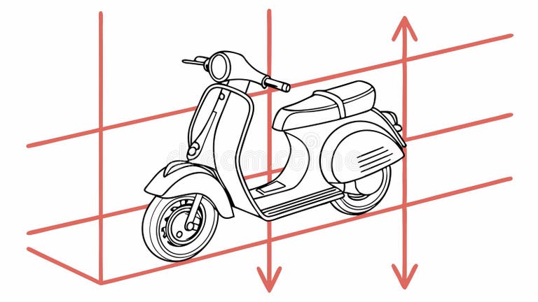Scooter on a 3D Grid, Design Blueprint and Engineering Vector Graphic ...