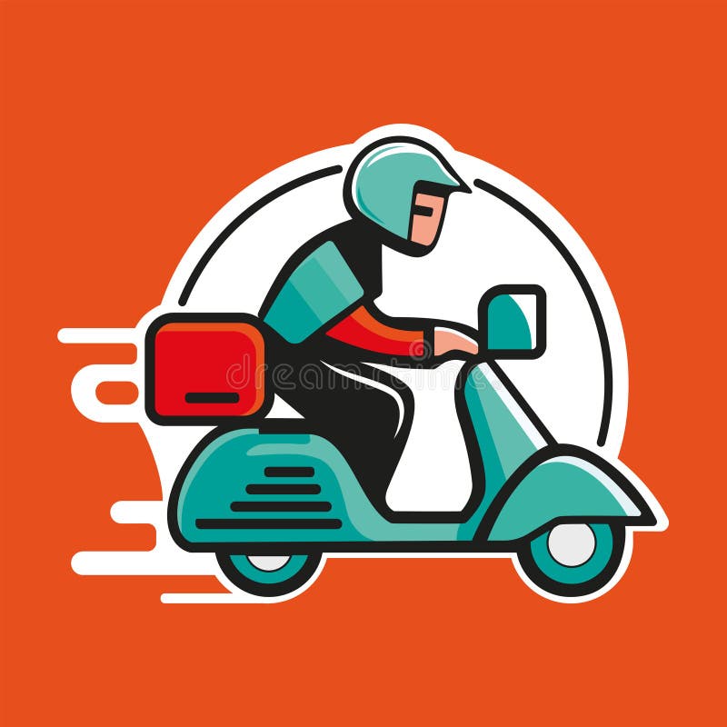 Scooter Delivery Logo Flat Design Stock Vector - Illustration of ...