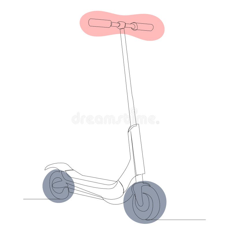 Scooter Drawing by One Continuous Line, Sketch Stock Vector ...