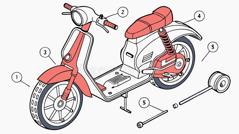 Scooter with Exploded View Diagram, Technical Details, Vector Design ...