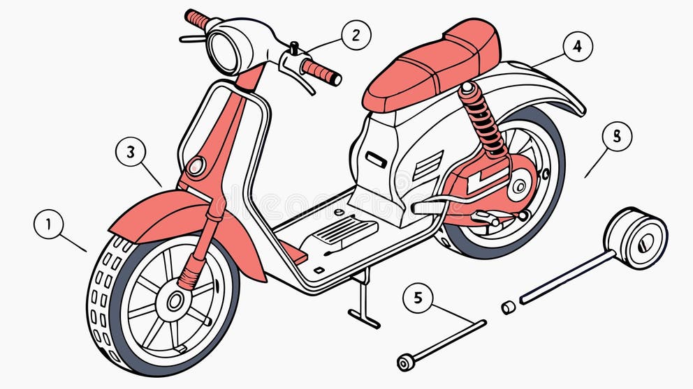 Scooter with Exploded View Diagram, Technical Details, Vector Design ...