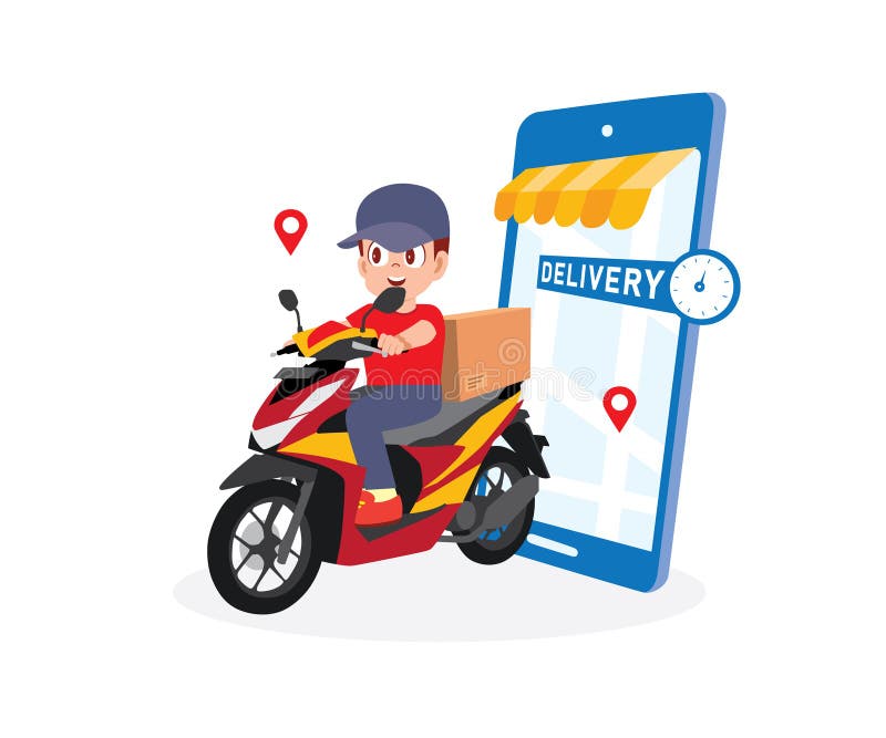 Scooter Express Courier for Every Need Stock Vector - Illustration of express, mobile: 349931146