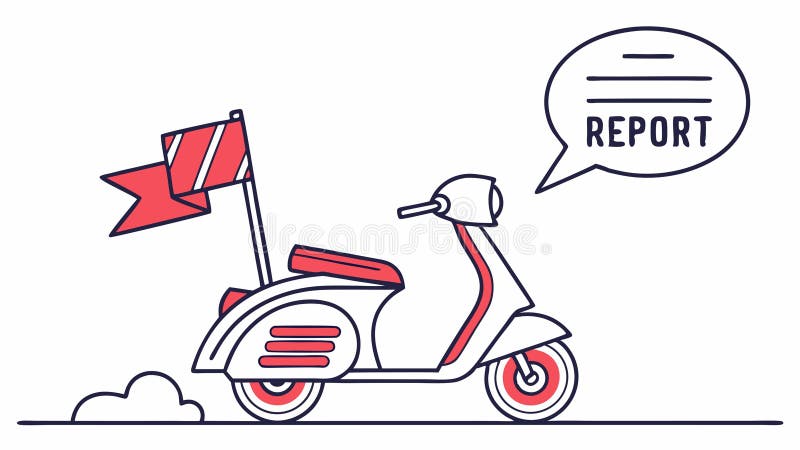 Scooter with a Flag and Report Bubble, a Feedback System Vector, Vector ...