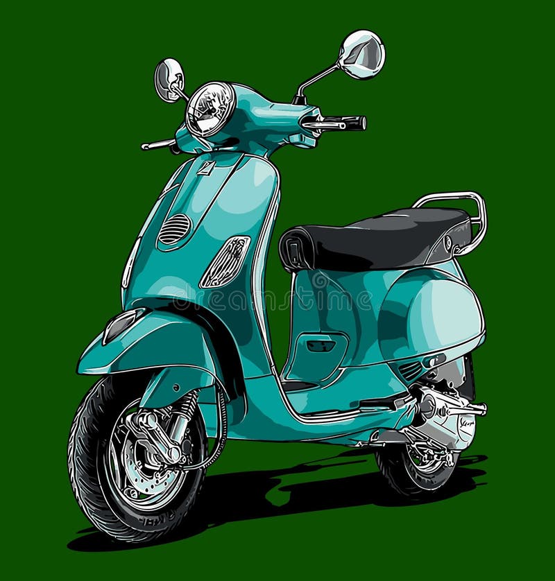 Scooter and flag stock vector. Illustration of scooter - 264424063