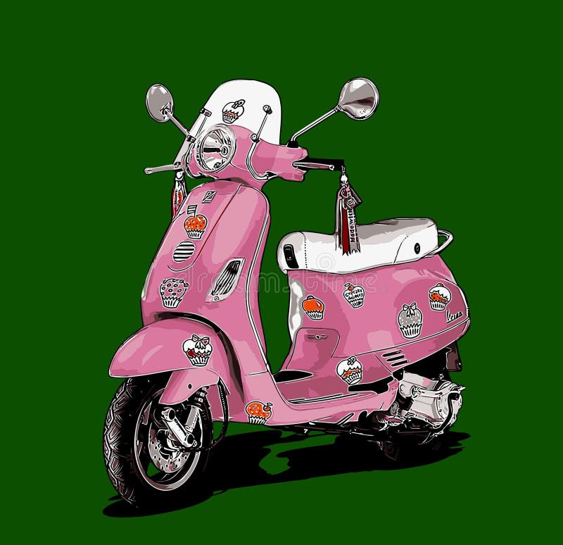 Scooter and flag stock vector. Illustration of wheel - 264424055