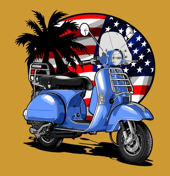 Scooter and flag stock vector. Illustration of brand - 264424078