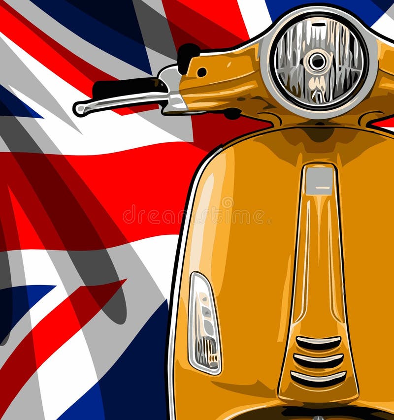 Scooter Front View and Flag Stock Vector - Illustration of sign, wheel ...