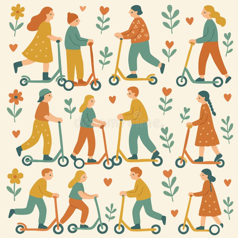 Scooter Fun Print Design in Vector Stock Vector - Illustration of ...