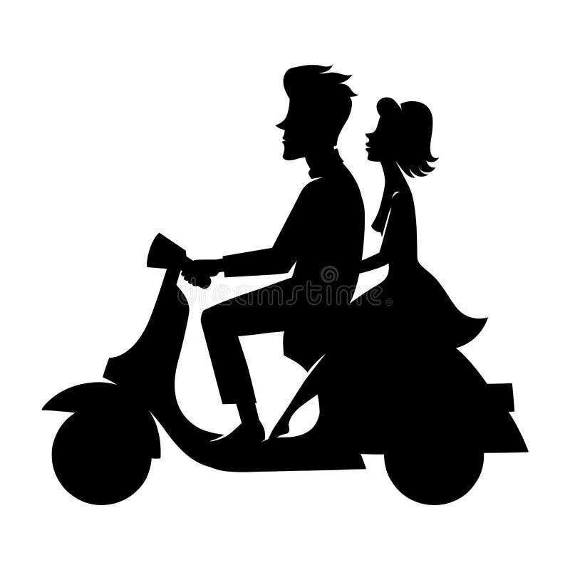 Couple On Motorcycle Stock Vector Illustration Of Silhouette 35544150