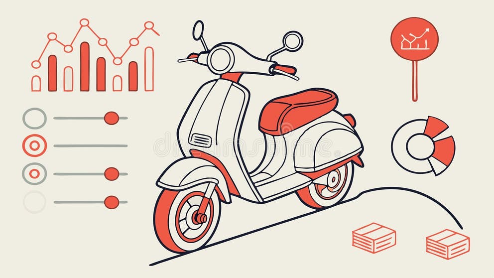 Scooter with Infographic Elements, Data Visualization Mobility, Vector ...