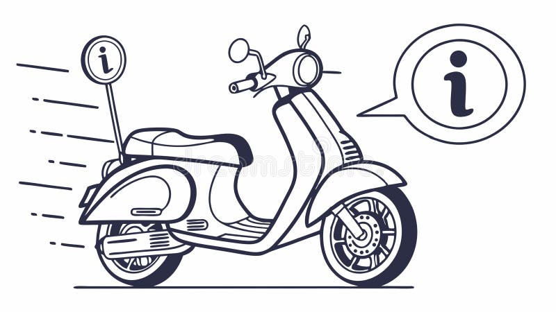 Scooter with an Information Bubble Icon, Details and Specs Vector Art ...