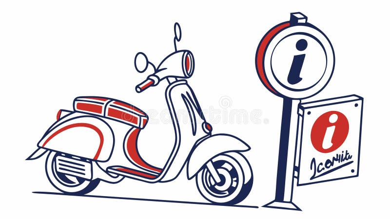 Scooter with Information Stand, Public Guidance, Vector Design ...