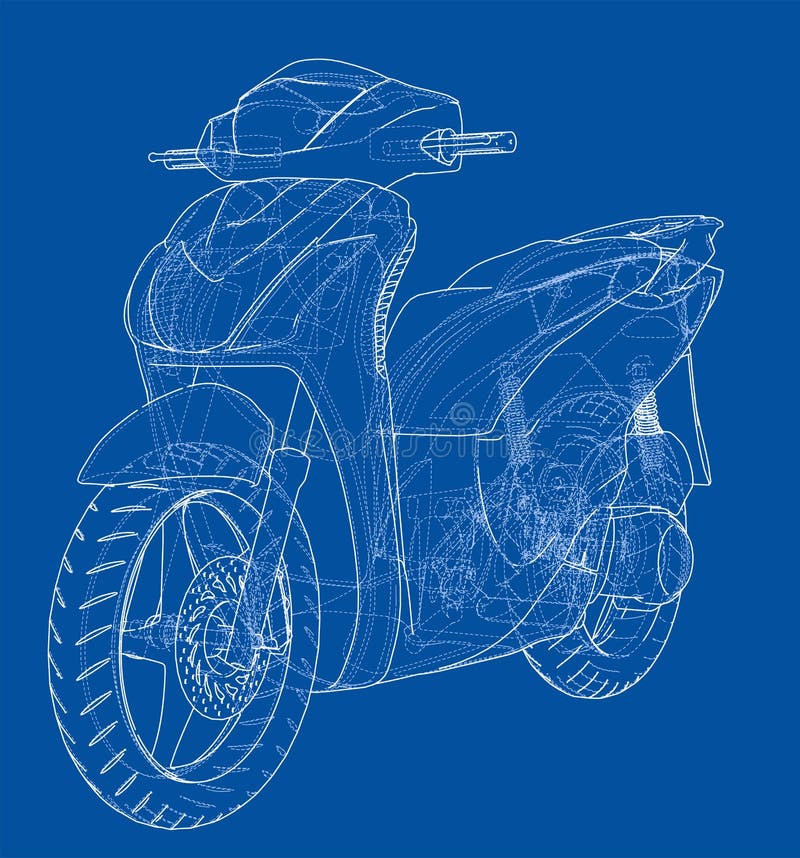Scooter Outline Concept. Vector Stock Vector - Illustration of motor ...